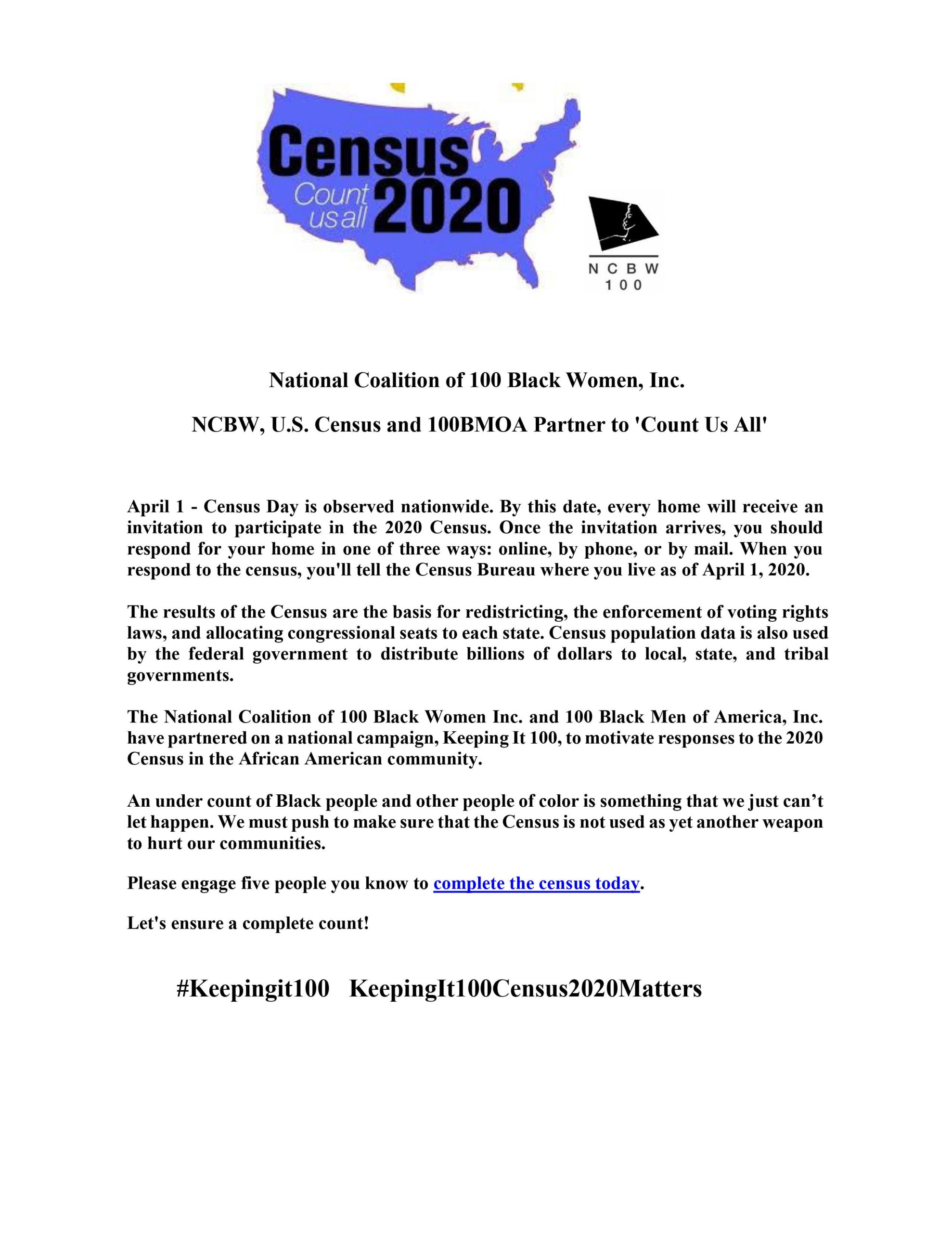 Census Day! – National Coalition of 100 Black Women, Greater New ...